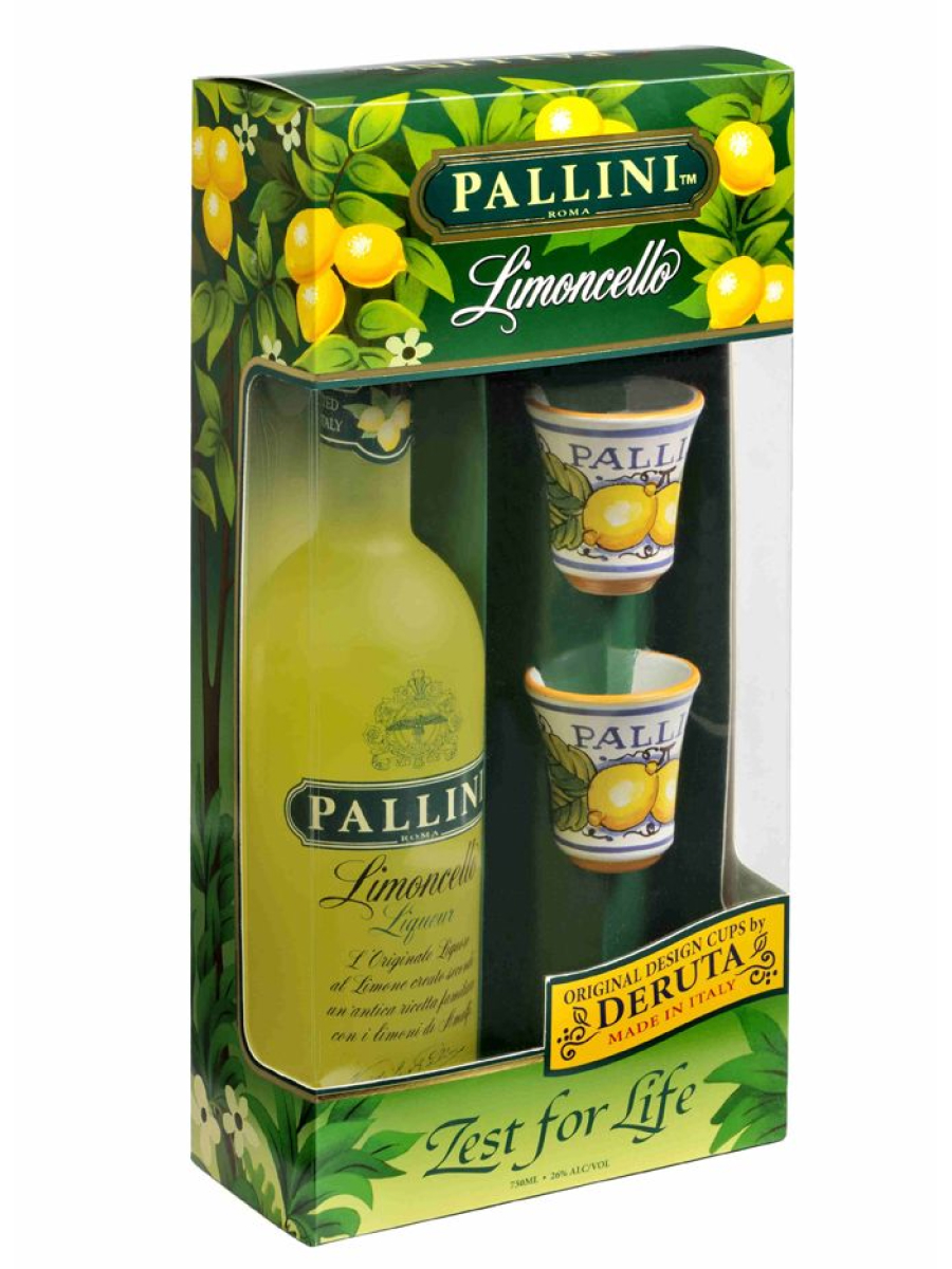Pallini Limoncello Gift Pack 50 cl. + 2 Ceramic Cups 26% - Rasch Vin ...